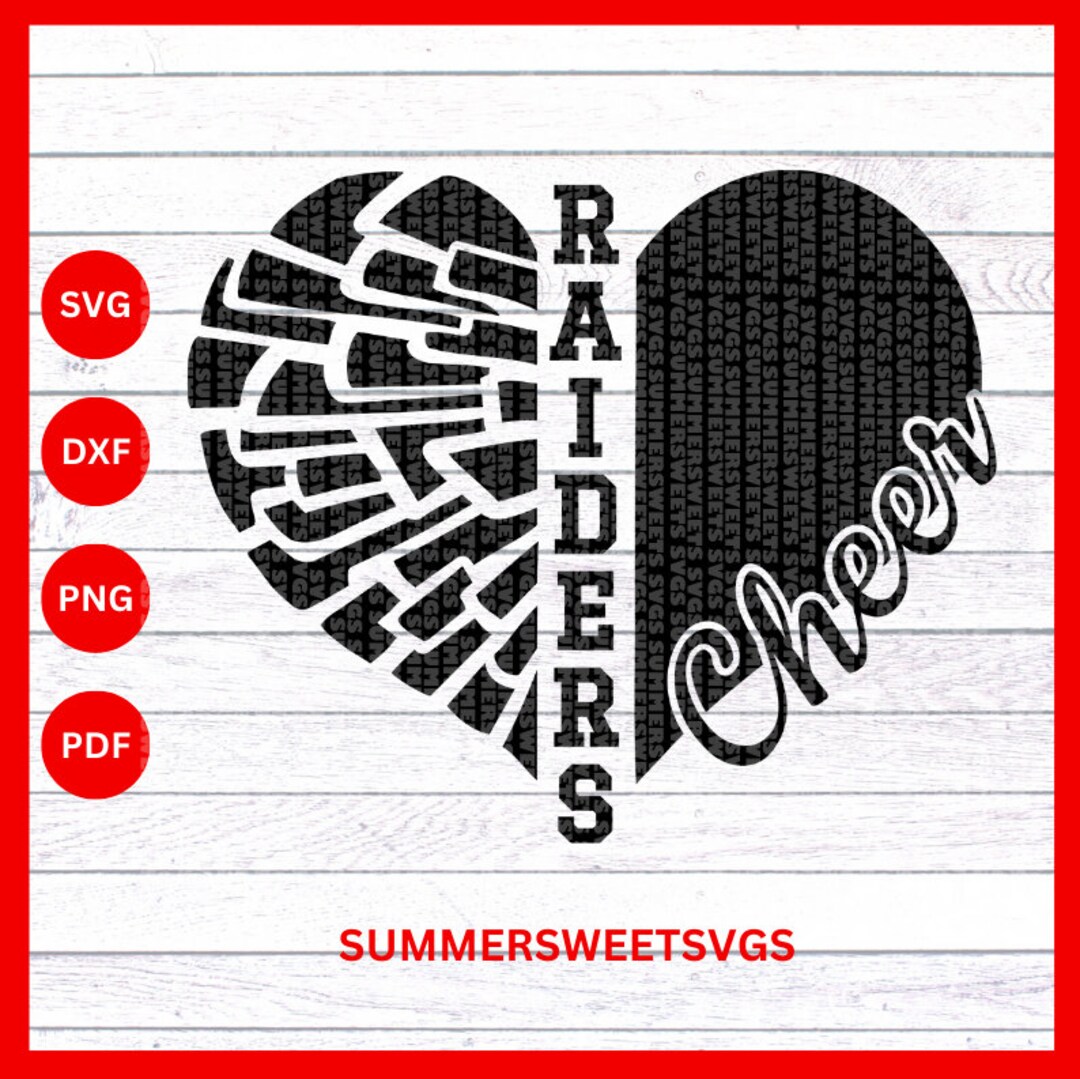 Cheer Heart Svg Pom Pom Svg Cheerleader Raiders Cricut Cut - Etsy UK