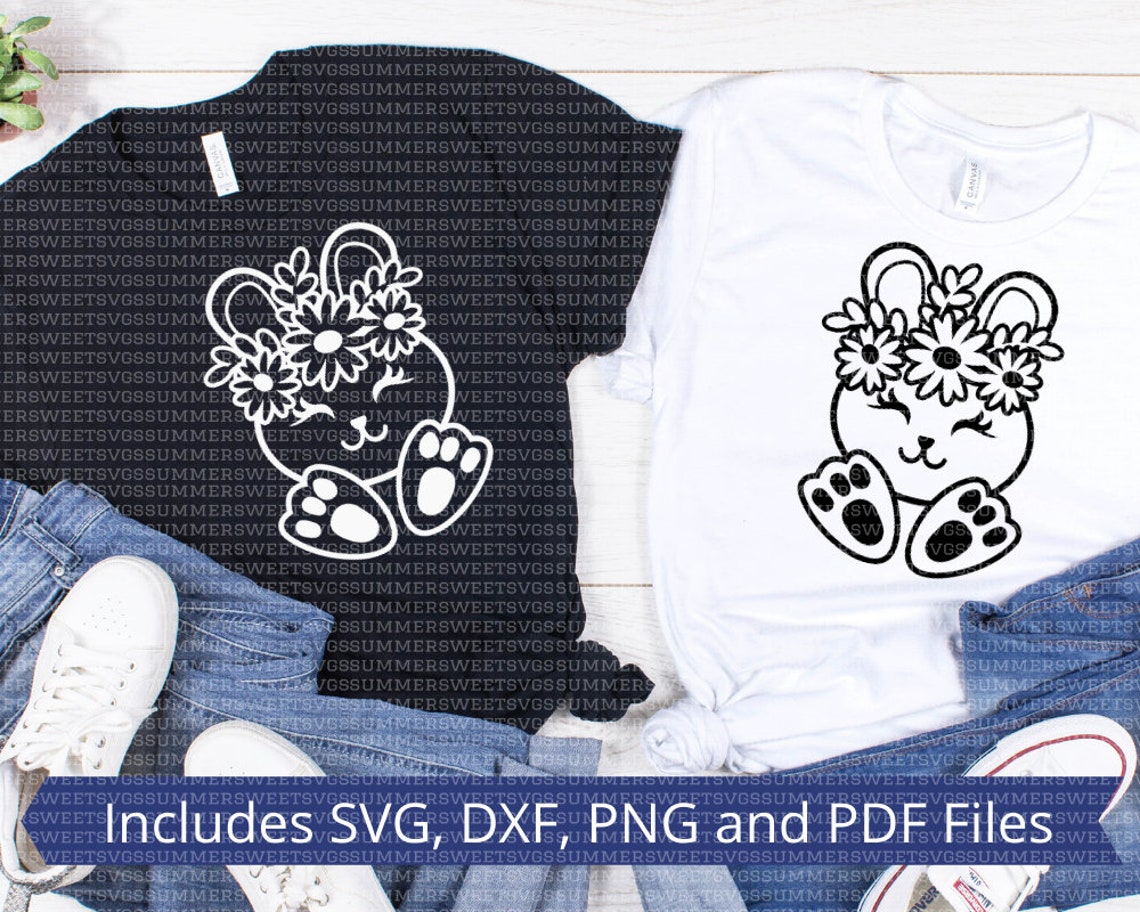 Easter Bunny SVG Girls Easter Bunny SVG Bunny With Floral - Etsy