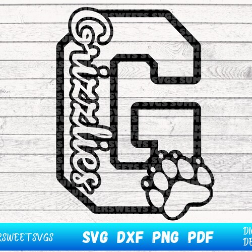 Grizzlies Mascot Digital Design: Svg Pdf Png and Dxf Files - Etsy