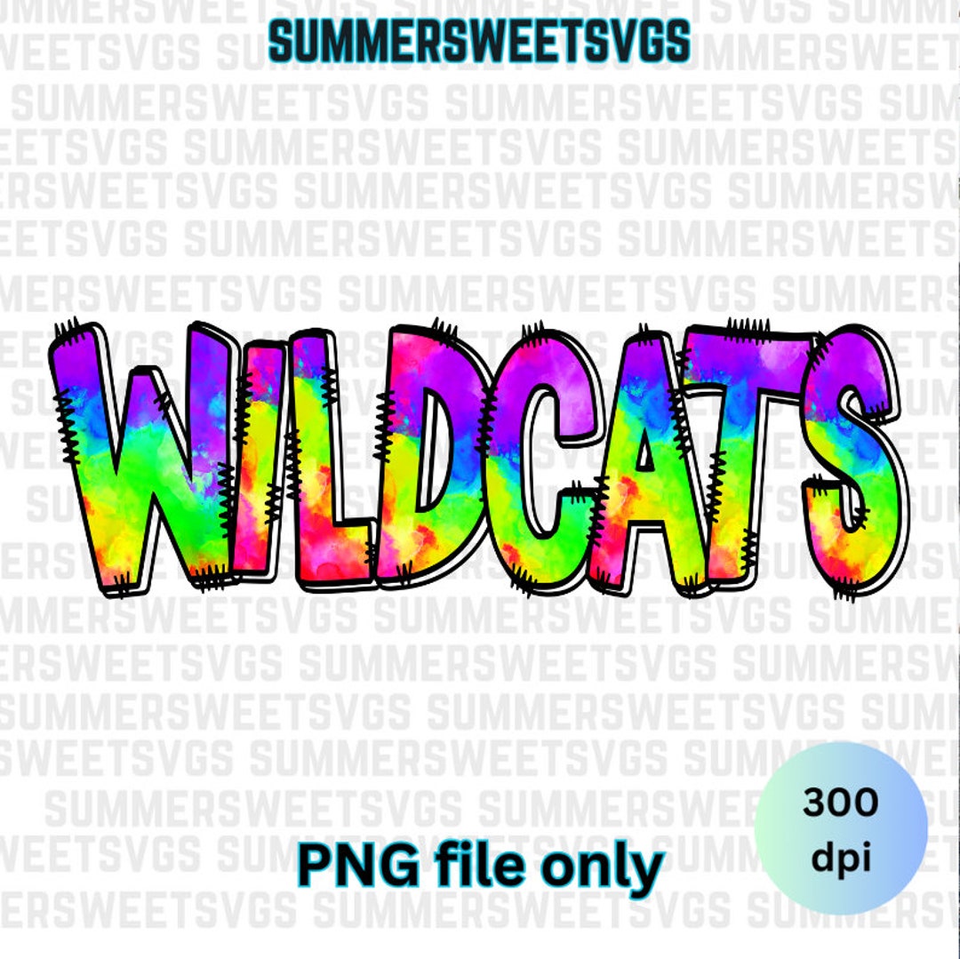 Wildcats Doodle Font PNG File, Handrawn Doodle Font, Rainbow Colored ...