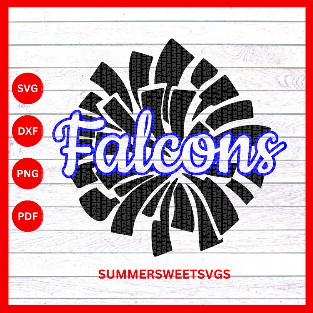 Falcons SVG, Cheer Pom Pom, Girls Design, School Spirit, Pdf Png Dxf ...
