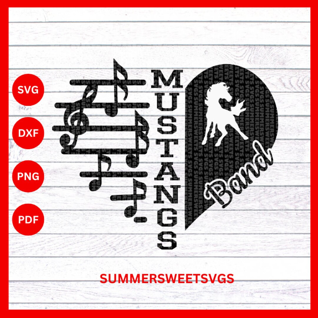 Marching Band Svg, Music SVG, Band Svg,music Heart Design, Mustangs ...