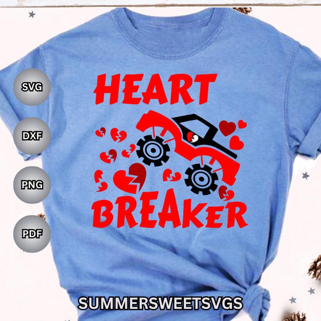 Valentines Truck Svg, Heart Breaker SVG, Monster Truck SVG, Valentines ...