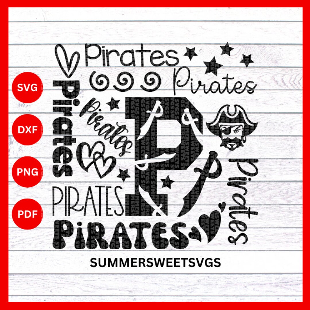 Pirates Typography Svg, Pirates Svg, Pirates Cheer Svg, School Spirit ...