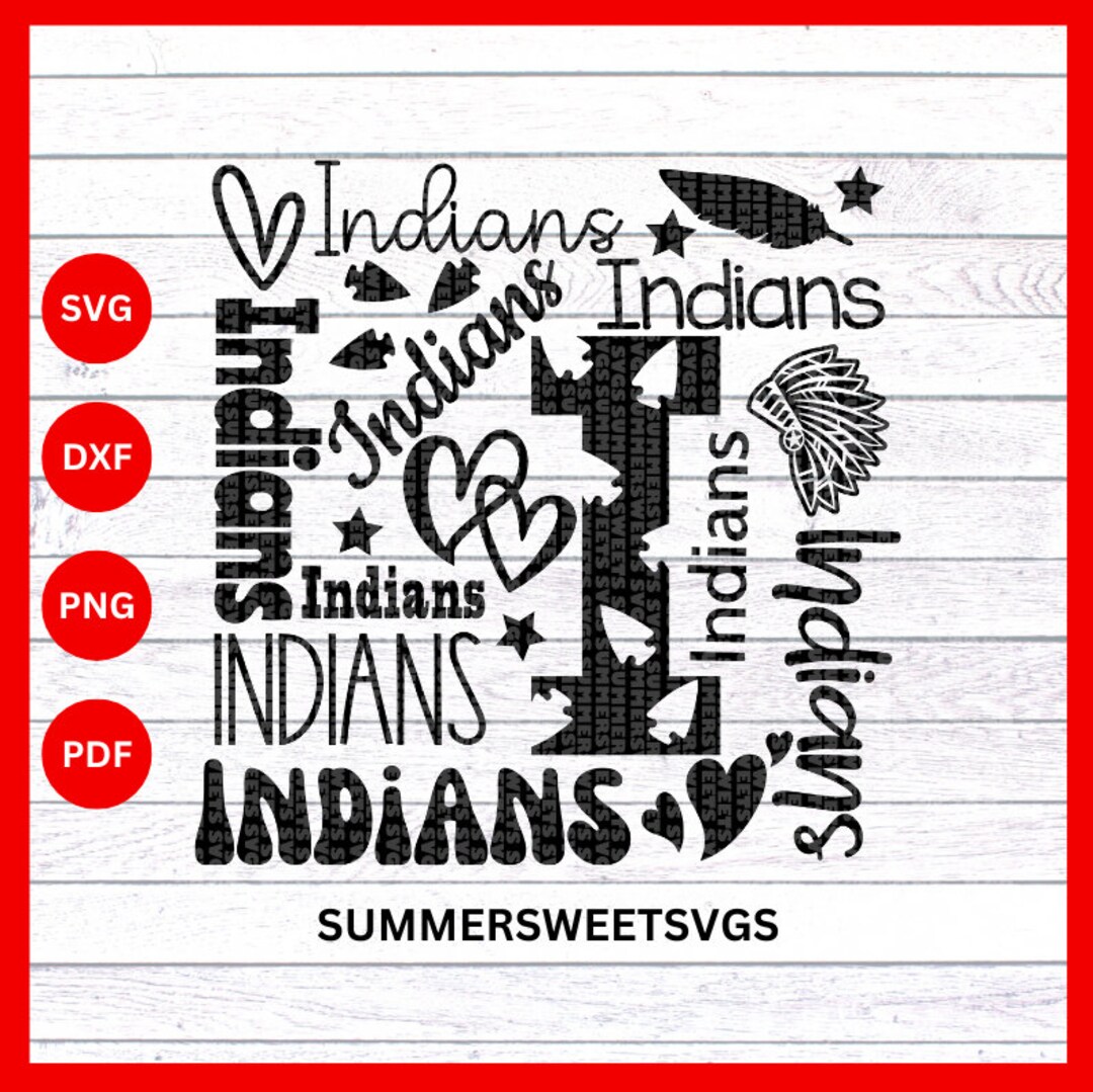 Indians Typography Svg, Indians Svg, Indians Cheer Svg, Team Spirit Svg ...