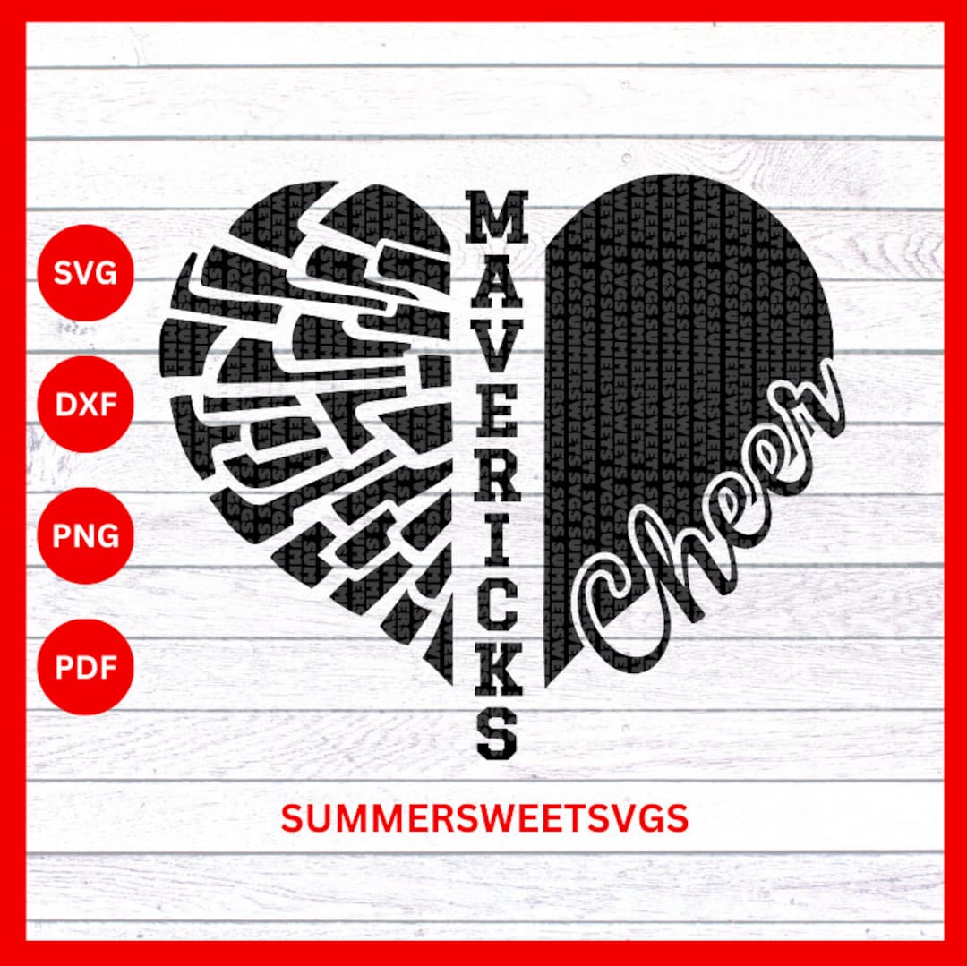 Mavericks Cheer SVG Cheer Heart Svg Team Spirit Svg Png - Etsy