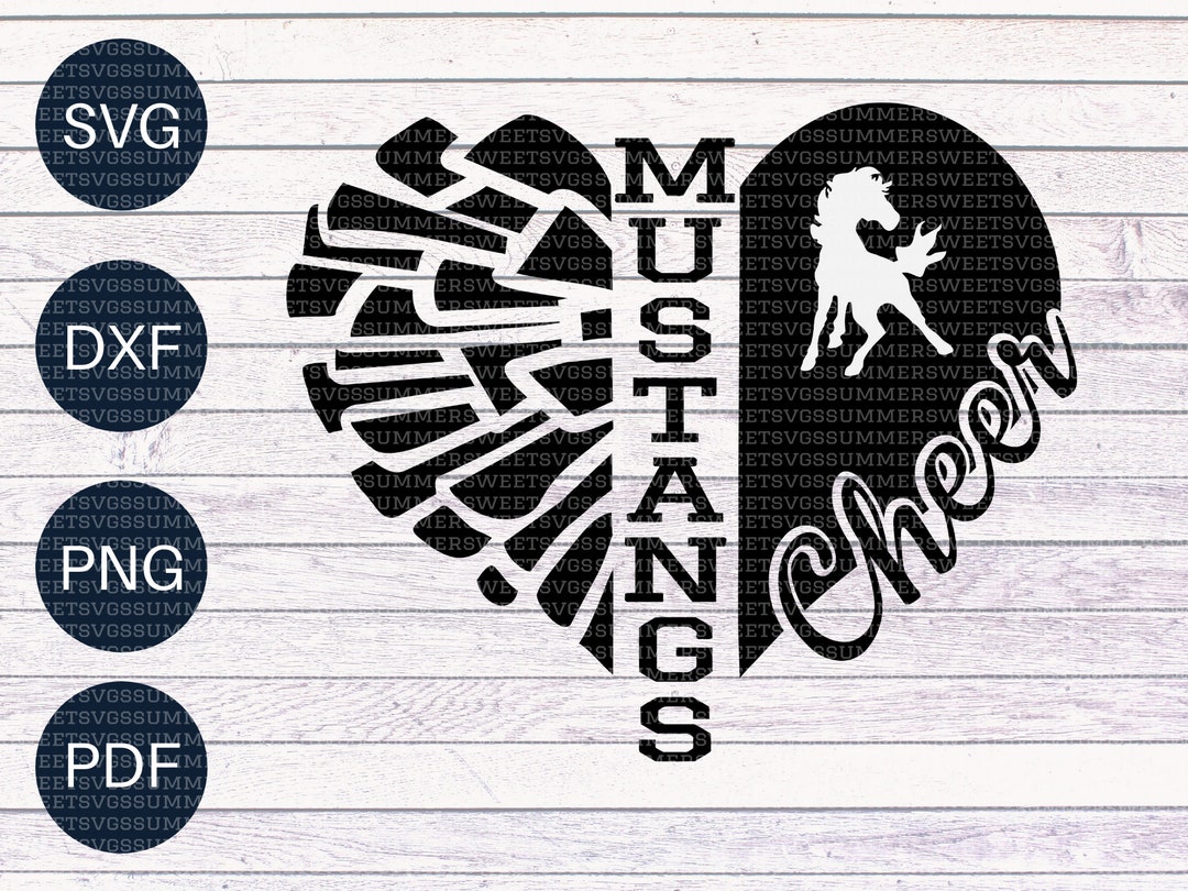 Mustangs Cheer SVG Pom Pom Svg Mustangs Heart Svg - Etsy