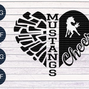 Mustangs Cheer SVG, Pom Pom Svg, Mustangs Heart Svg, Cheerleader Svg ...