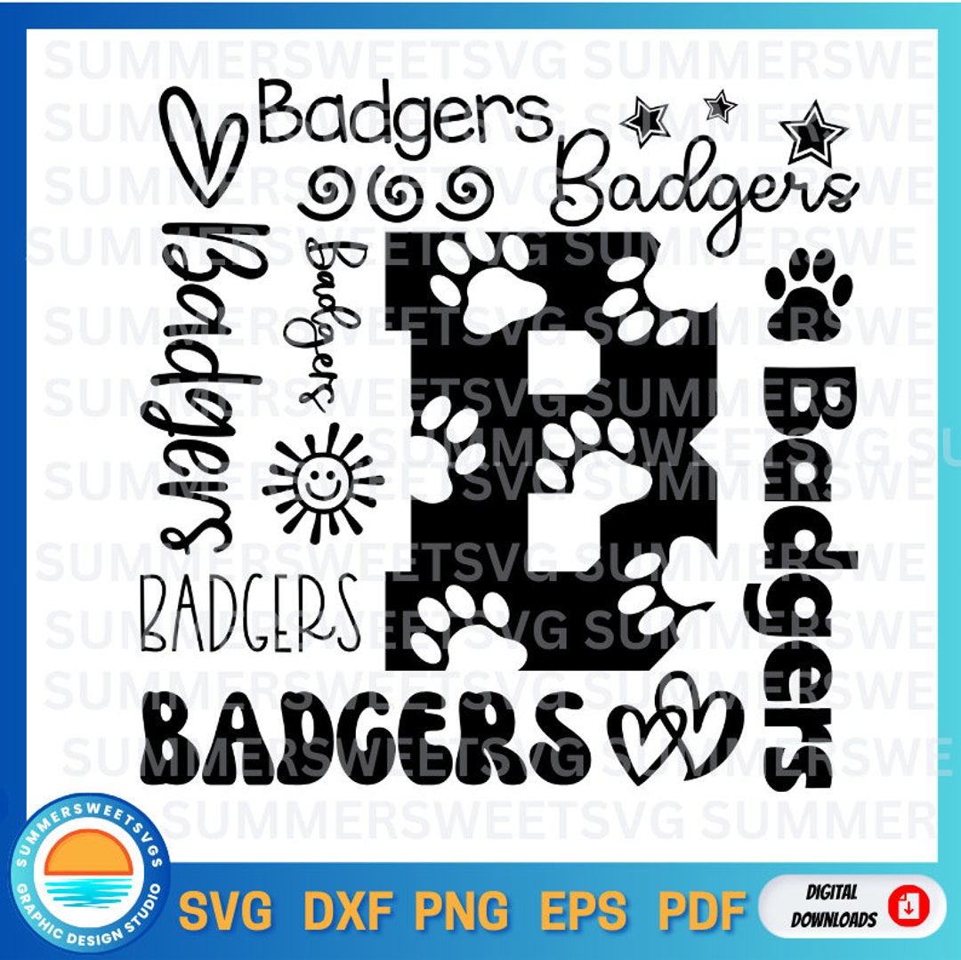 Badgers Typography Svg, Badgers Svg, Badgers Cheer Svg, Team Spirit Svg ...