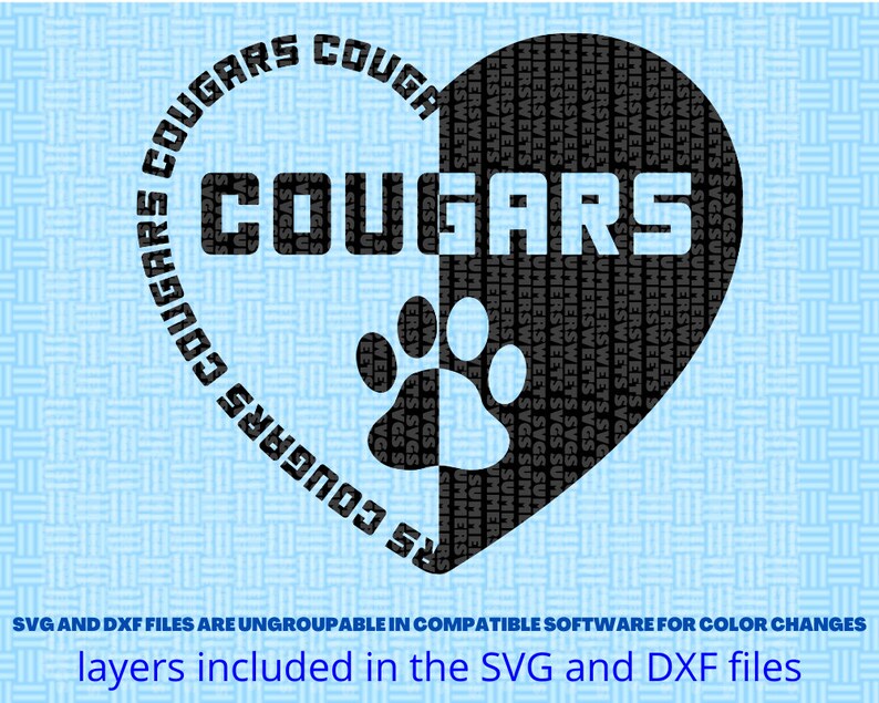 Cougars Svg Cheerleader Svg Heart Monogram School Pride - Etsy