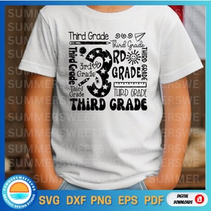 Third Grade Svg, Third Grade Typography Svg, Back to School Svg, School ...