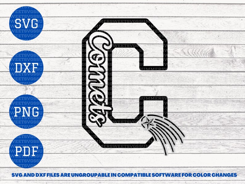 Comet Svg School Spirit SVG Letter Design Svg Dxf Png - Etsy