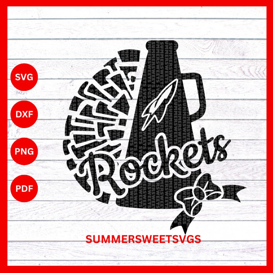 Cheerleader Svg Dxf Png Pom Pom Svg Megaphone Cheer Squad Rockets Svg ...