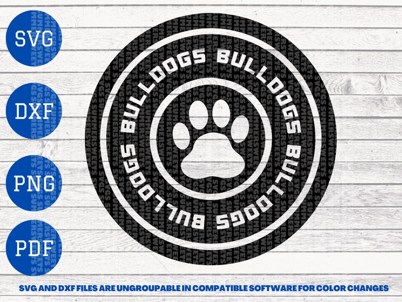 Bulldogs School Spirit Svgbulldogs Paw Print Svg Monogram - Etsy