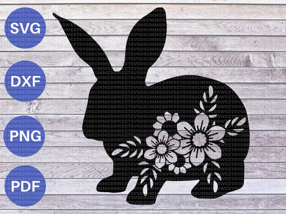 Bunny Svg Floral Svg Rabbit Svg Bunny With Flowers SVG | Etsy