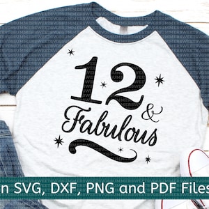 Twelve and Fabulous Svg,12th Birthday, Birthday Shirt Svg, 12th Happy ...