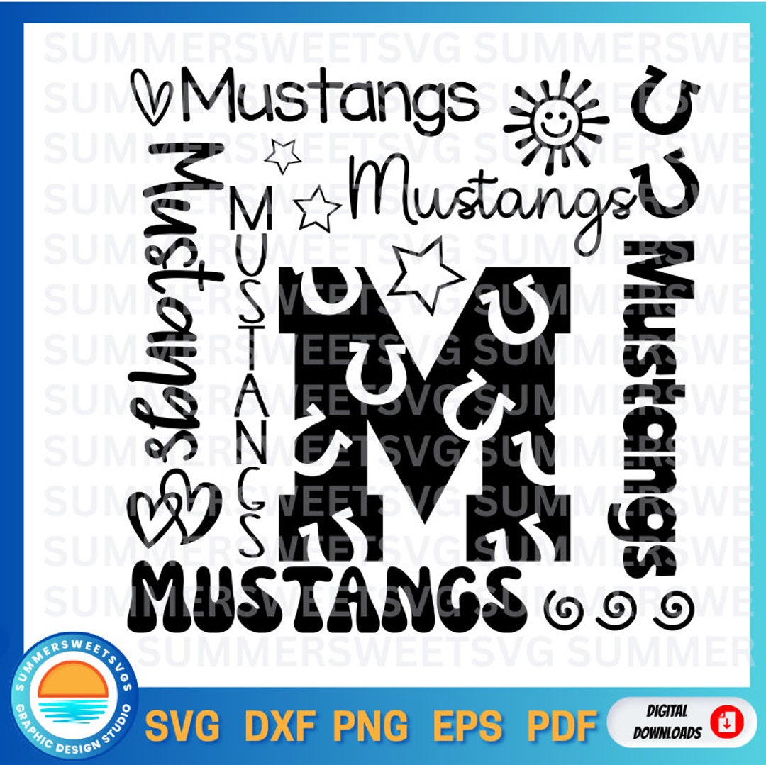 Mustangs Typography Svg, Mustangs Svg, Mustangs Cheer Svg, Team Spirit ...