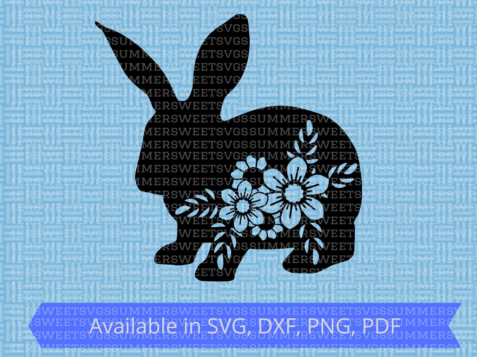 Bunny Svg Floral Svg Rabbit Svg Bunny With Flowers SVG | Etsy
