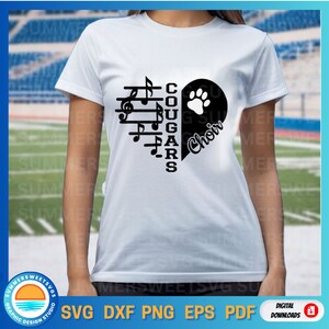 Choir SVG, Orchestra Svg, Music Heart Design, Cougar Paw Print Team ...