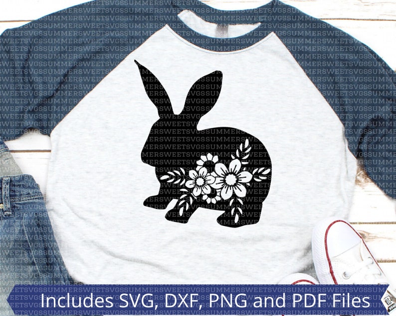 Bunny Svg Floral Svg Rabbit Svg Bunny With Flowers SVG | Etsy