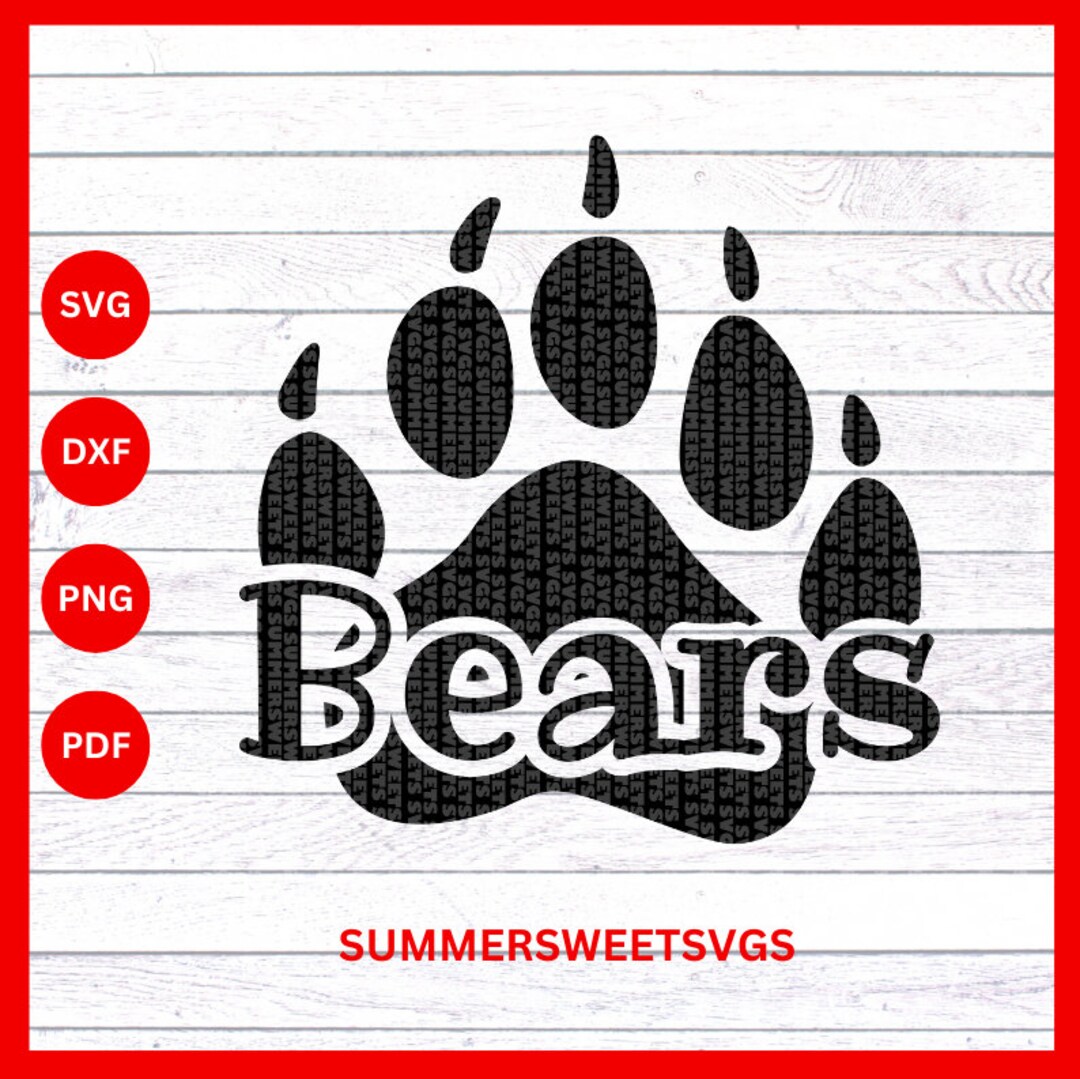 Bears Svg, Paw Print Shirt, Cheer Mom, Team Spirit, Cricut Cut File ...