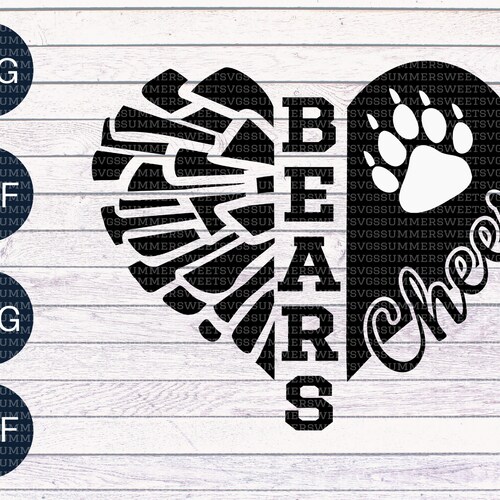 Cheer Svg Letter Design Paw Prints Love Bears Football Svg | Etsy