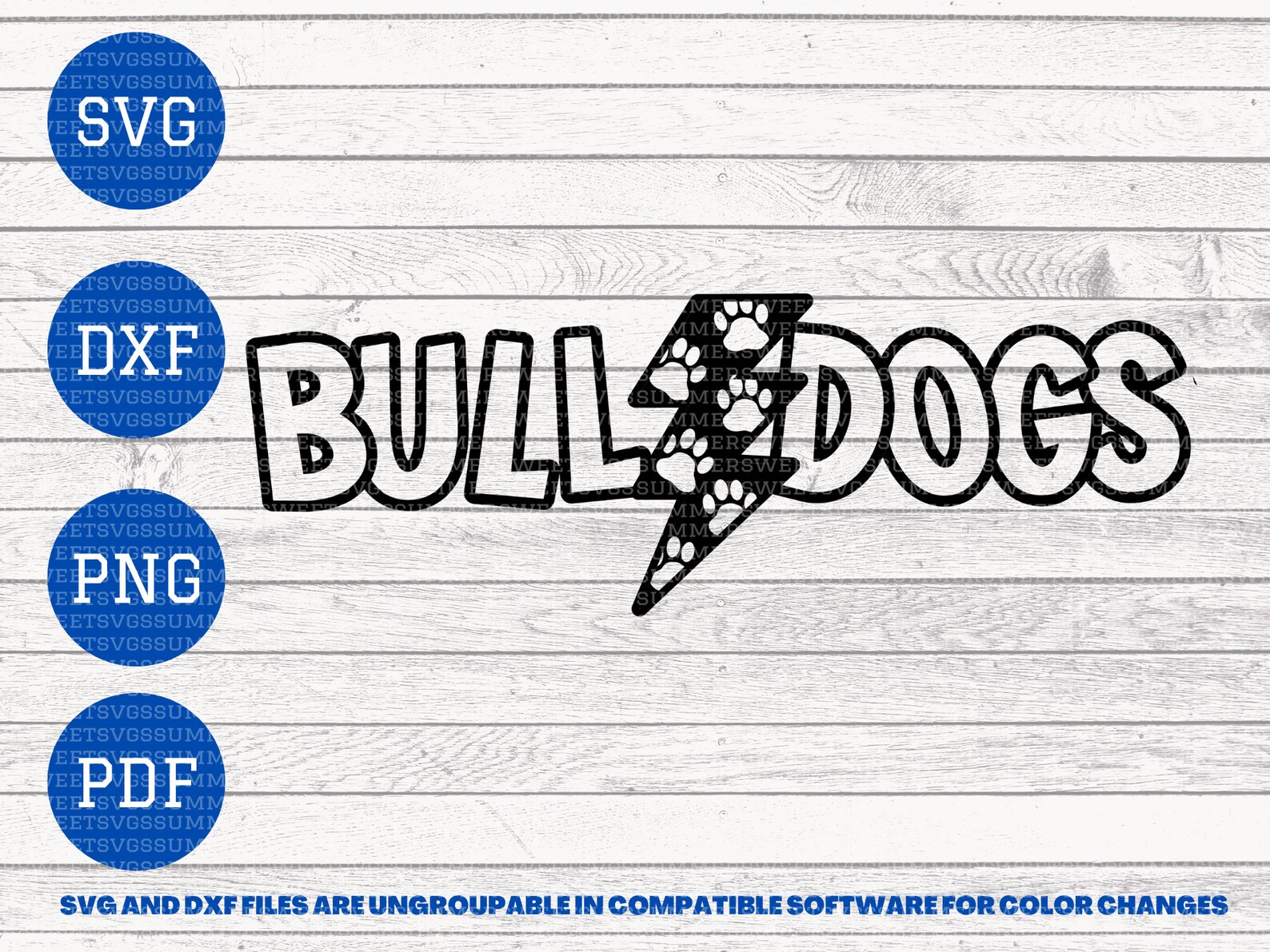 Bulldogs SVG Bulldogs Lightning Bolt SVG Paw Printteam - Etsy