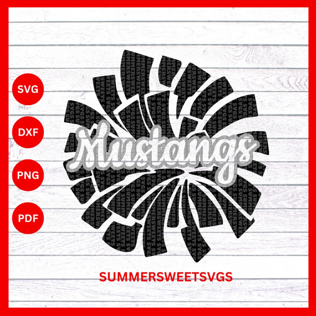Mustangs Svg, Cheer Svg, Cheer Coach Svg, Pom Pom, Cheer Mom, School ...