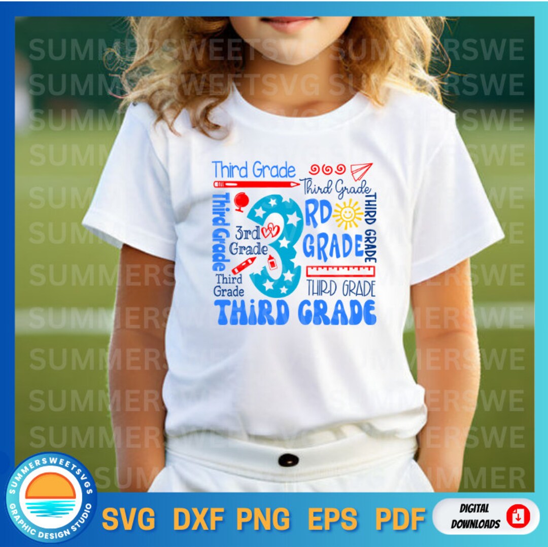 Third Grade Svg, Third Grade Typography Svg, Back to School Svg, School ...