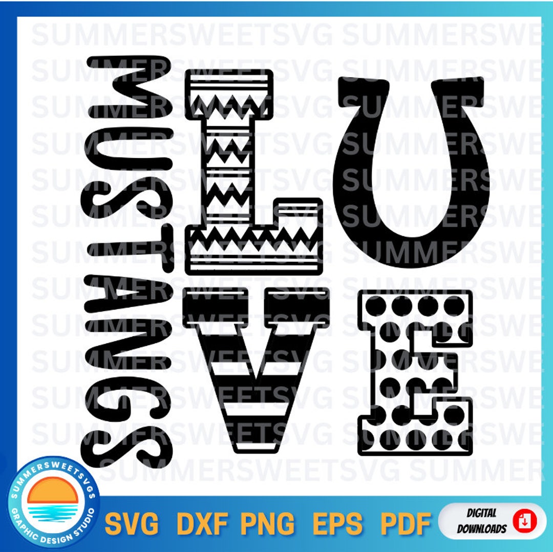 Mustangs Svg, Mustang Png, Mustang Mascot Svg, School Spirit, Love ...