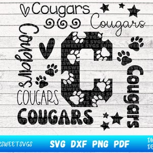 Cougars Typography Svg, Cougars Svg, Cougars Cheer Svg, Team Spirit Svg ...