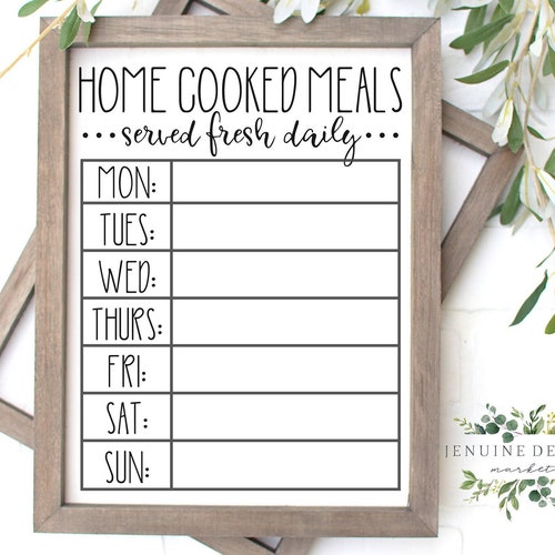 Weekly Menu SVG Meal Planning Digital Download Menu Board - Etsy Canada