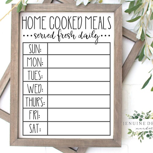 Weekly Menu SVG Meal Planning Digital Download Menu Board - Etsy