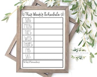 Weekly Planner SVG Printable Weekly Calendar Command | Etsy