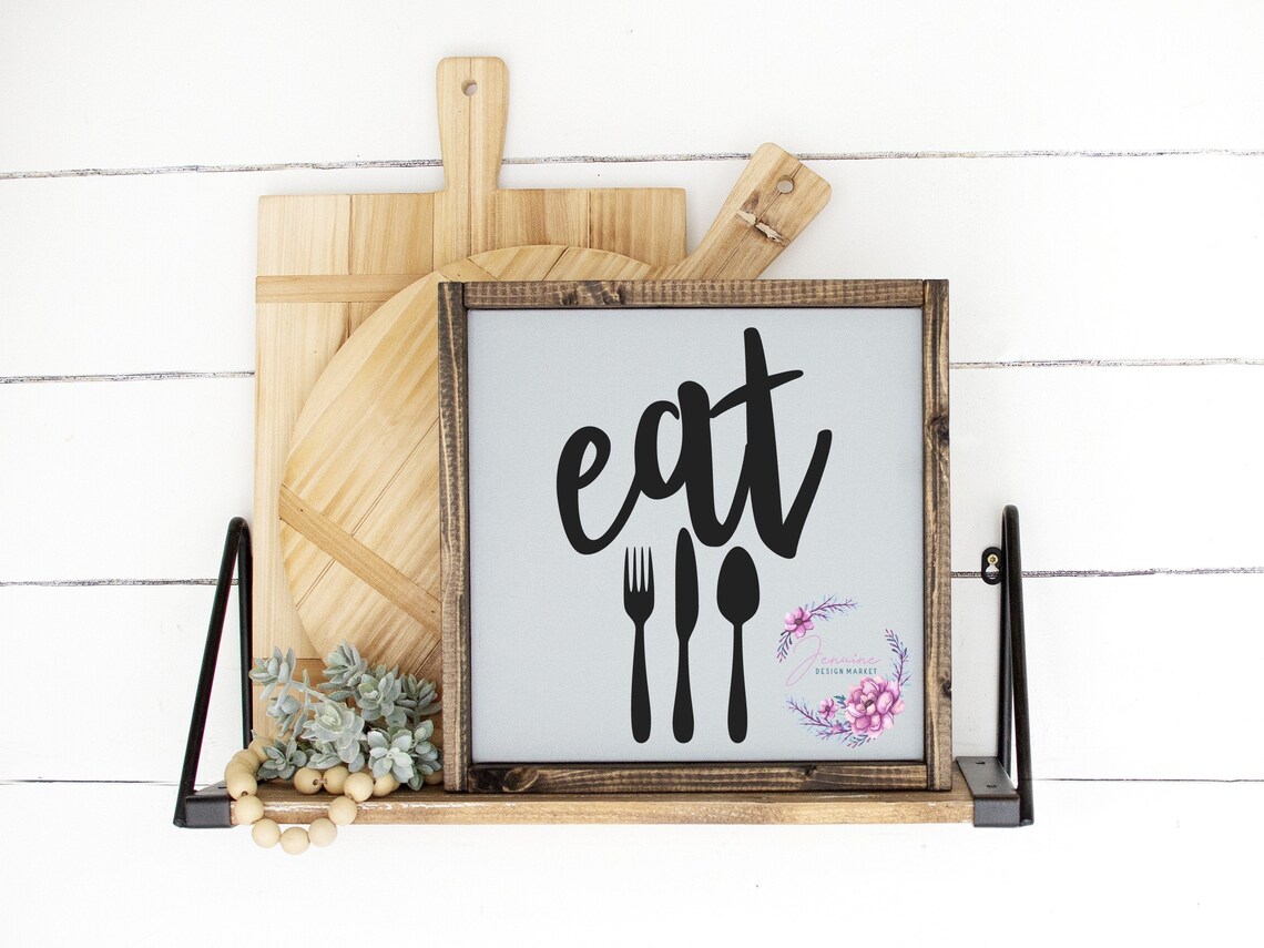 Eat SVG Kitchen Cut File Eat Sign With Utensils Digital | Etsy