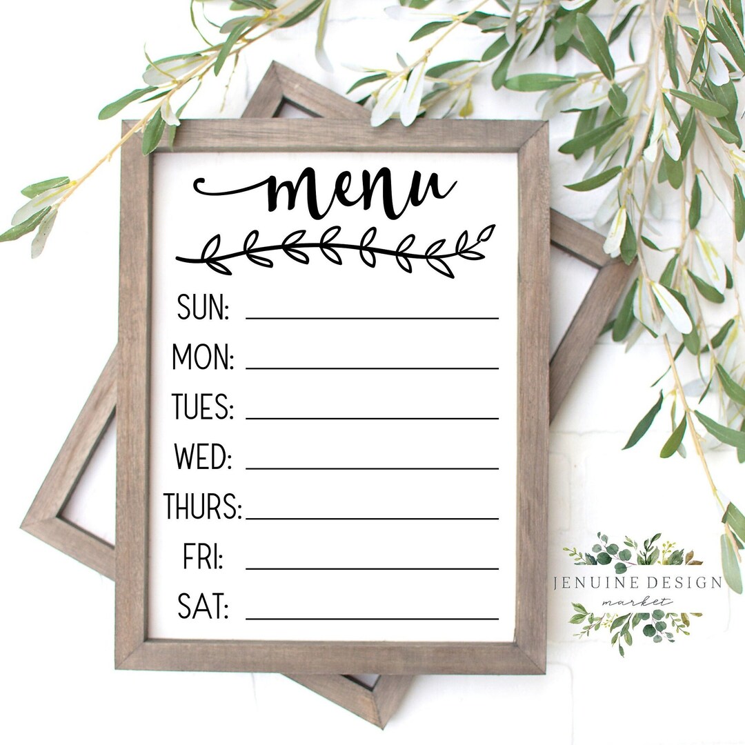 Printable Weekly Menu | Menu Board | Meal Planning Board | Menu SVG - Etsy