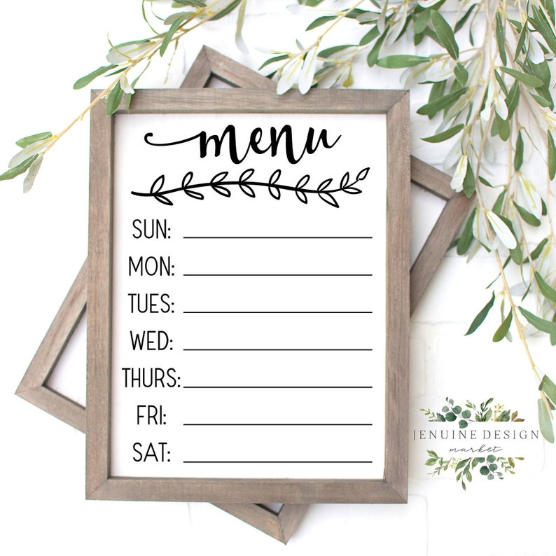 Printable Weekly Menu Menu Board Meal Planning Board - Etsy