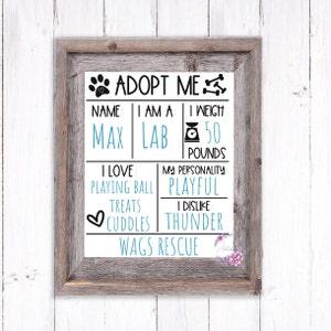 Dog Adoption Sign | Pet Rescue Sign | "adopt Me" Board - Etsy