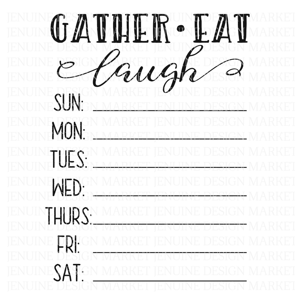 Gather Eat Laugh Menu Template Printable Meal Planner | Etsy