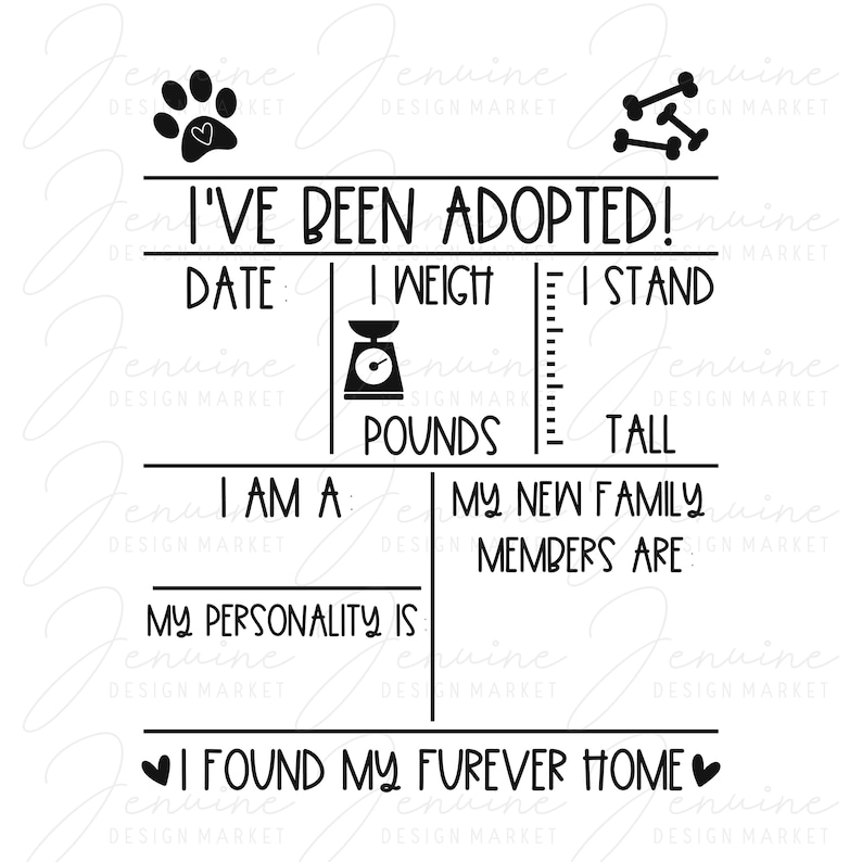 Printable Dog Adoption Sign Dog Adoption Board Printable | Etsy