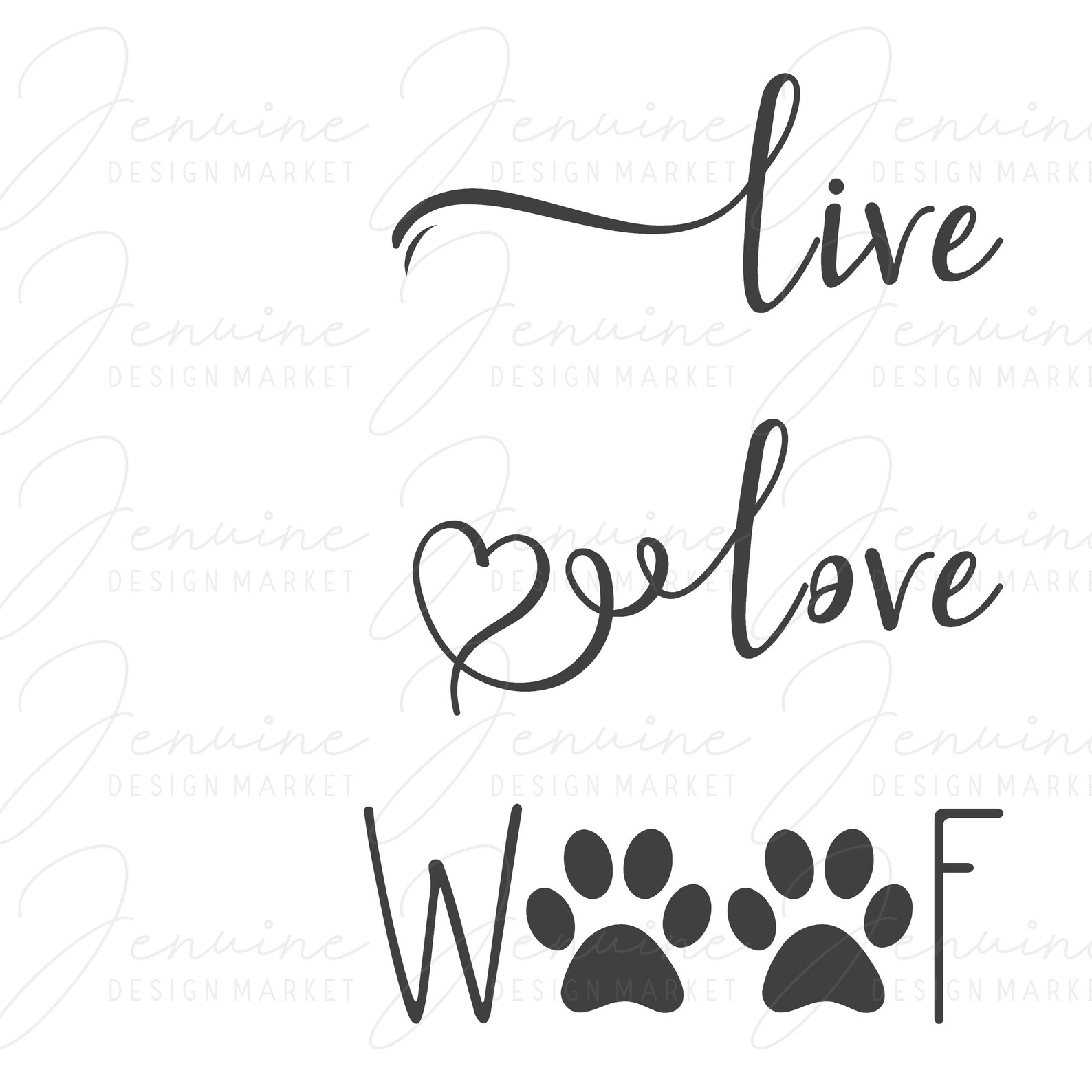 Live Love Woof SVG Dog SVG Printable Pet Sign Dog - Etsy