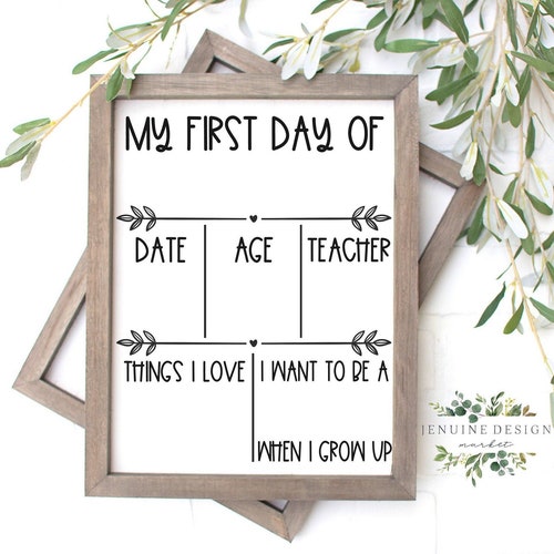 My First Day of School Printable Sign Digital Back to School - Etsy