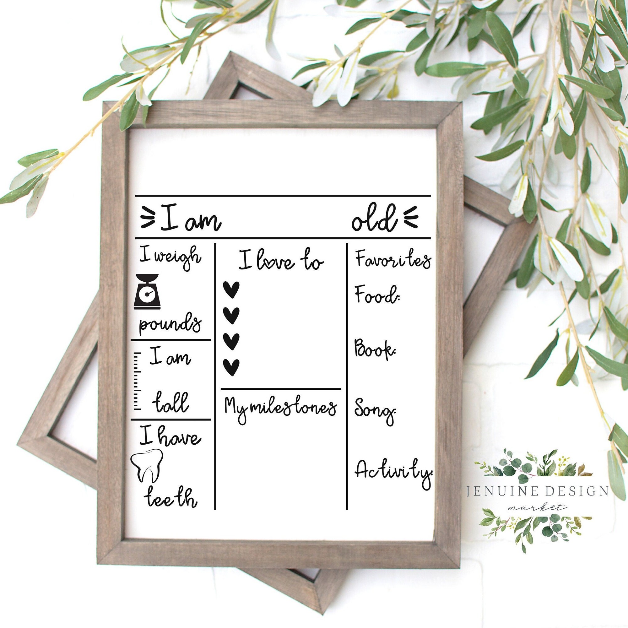 Printable Monthly Milestone Board Any Age Birthday Board - Etsy