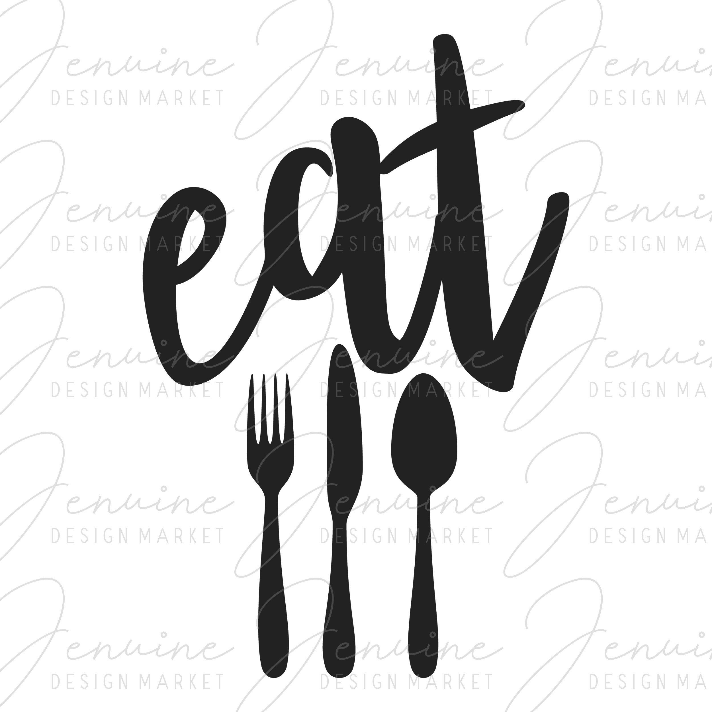 Eat SVG | Kitchen Cut File | Eat Sign With Utensils - Digital Download ...