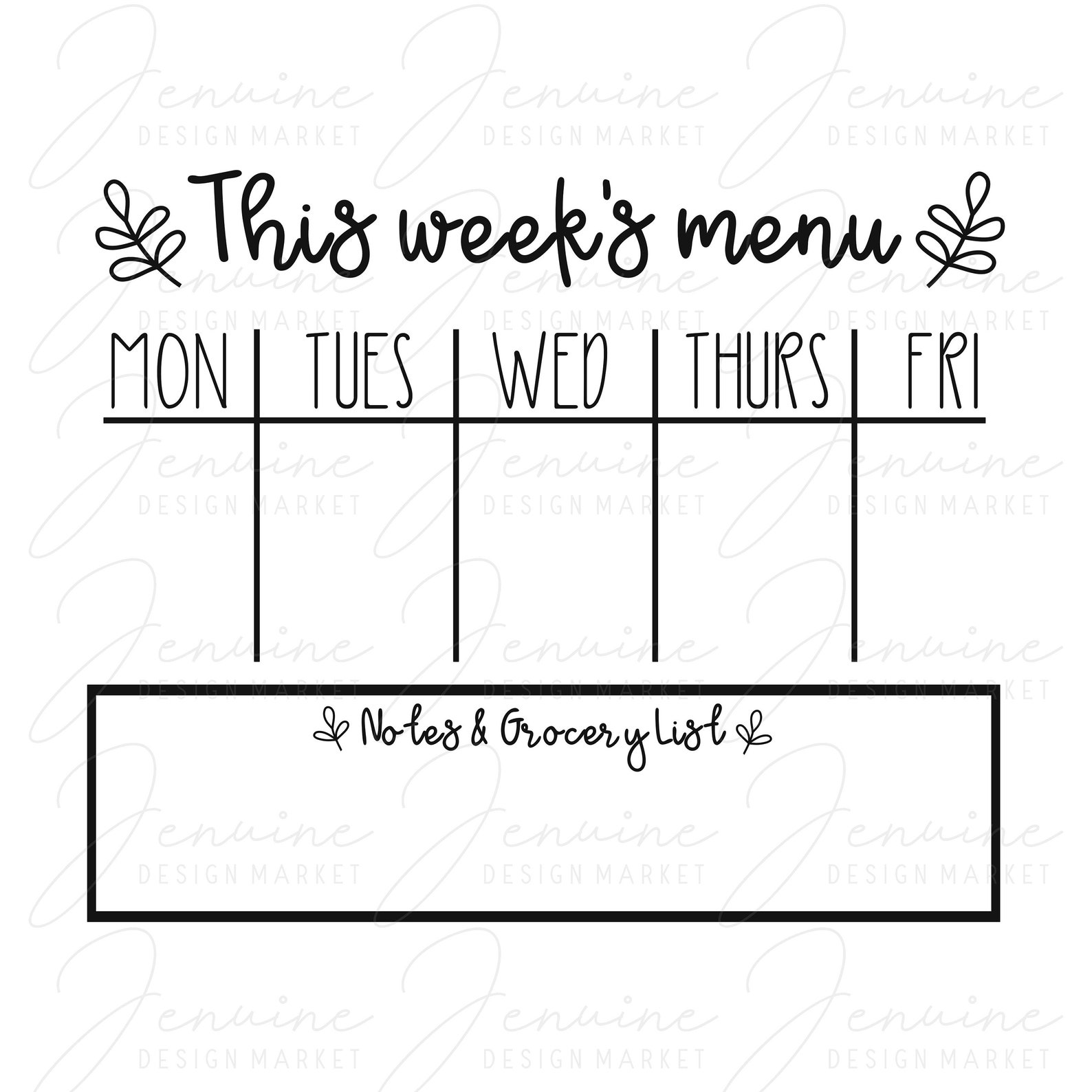 Menu Board SVG Weekly Menu Printable Meal Planning Digital | Etsy