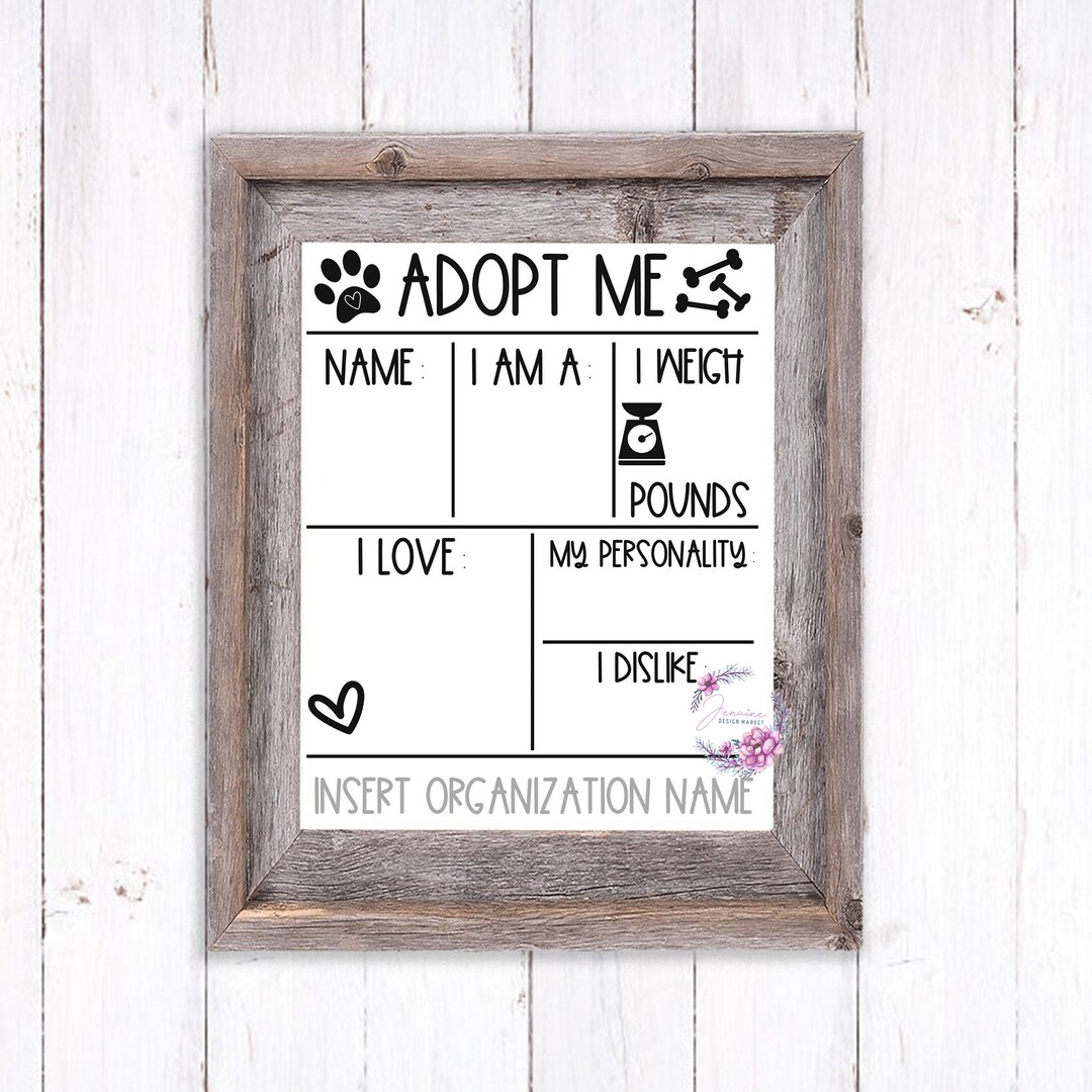Dog Adoption Sign | Pet Rescue Sign | "adopt Me" Board - Etsy