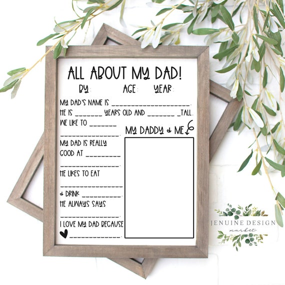 All About My Dad Questionnaire Father's Day Printable | Etsy