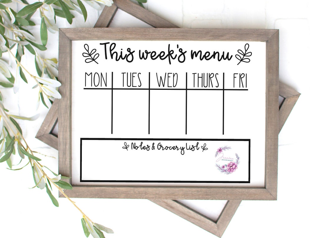 Menu Board SVG | Weekly Menu Printable | Meal Planning Digital Download ...