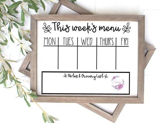 Menu Board SVG Weekly Menu Printable Meal Planning Digital | Etsy