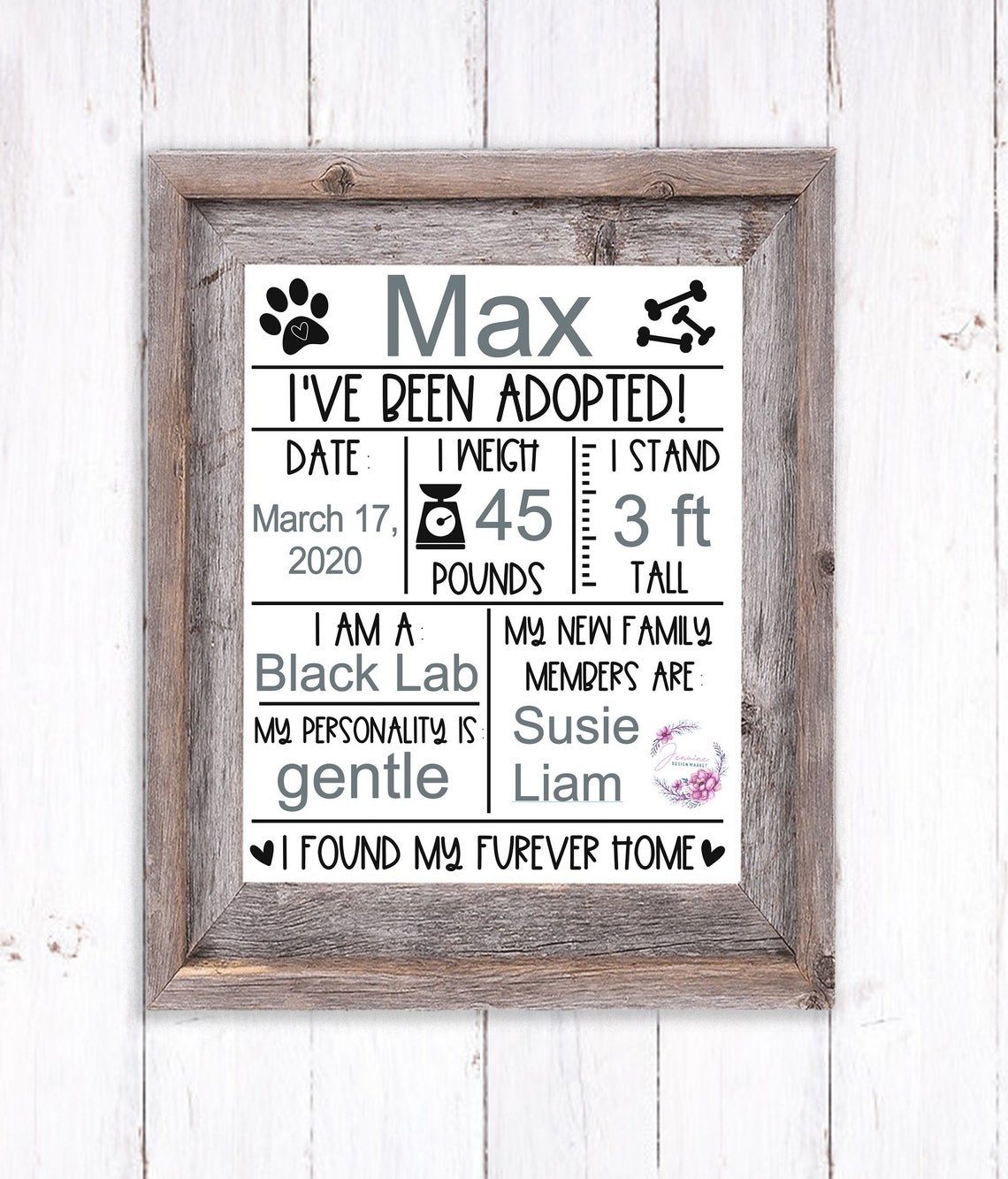 Printable Dog Adoption Sign Dog Adoption Board Printable | Etsy